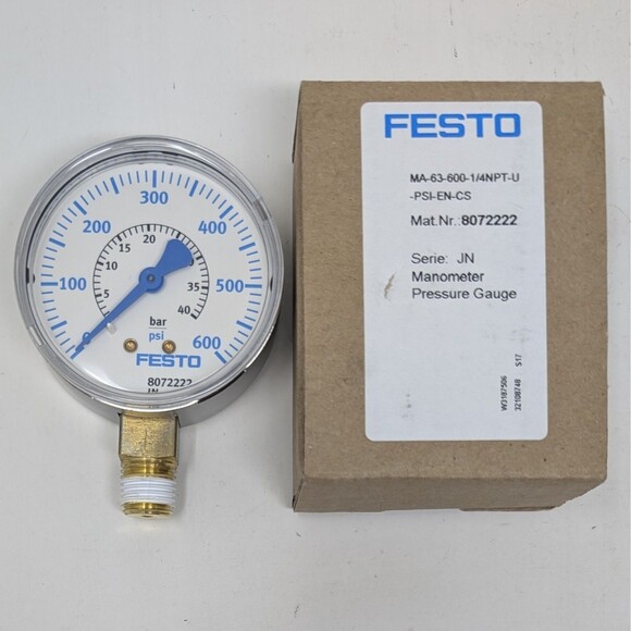 Other | New Festo 872222 Jn 600 Psi Manometer Pressure Gauge Ma6360014 ...